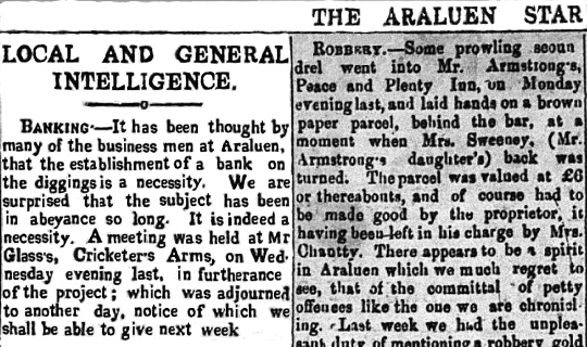 Cricketers’ Arms - Araluen Valley History