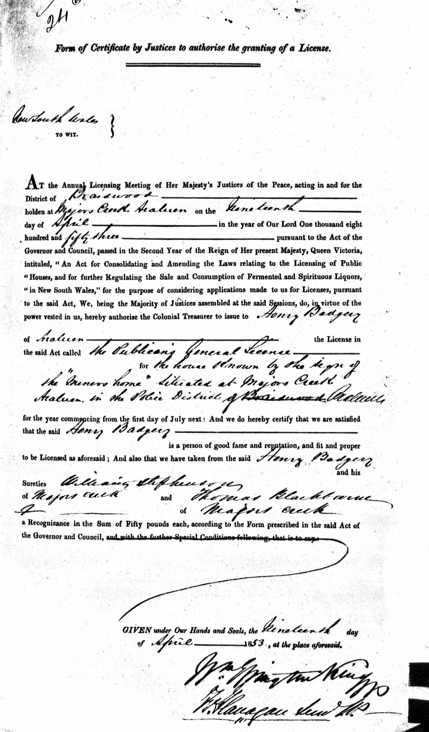 Henry Septimus Badgery Sr 1803–1880 - Araluen Valley History