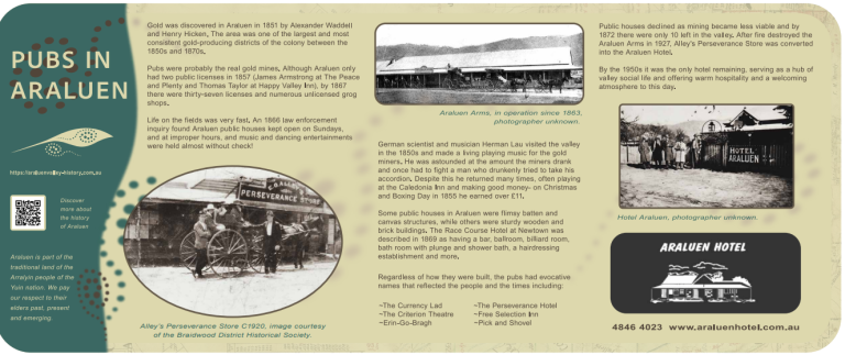 Pubs in Araluen - Araluen Valley History